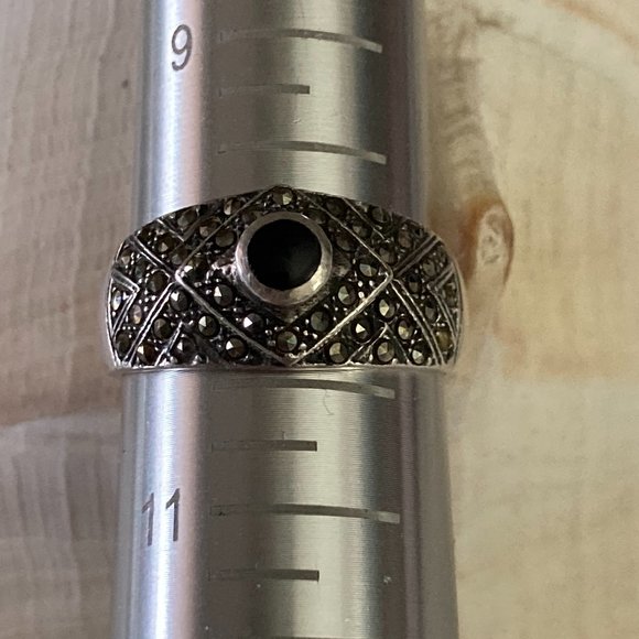 ND | Jewelry | Vintage Nd Sterling Silver Onyx And Marcasite Ring ...
